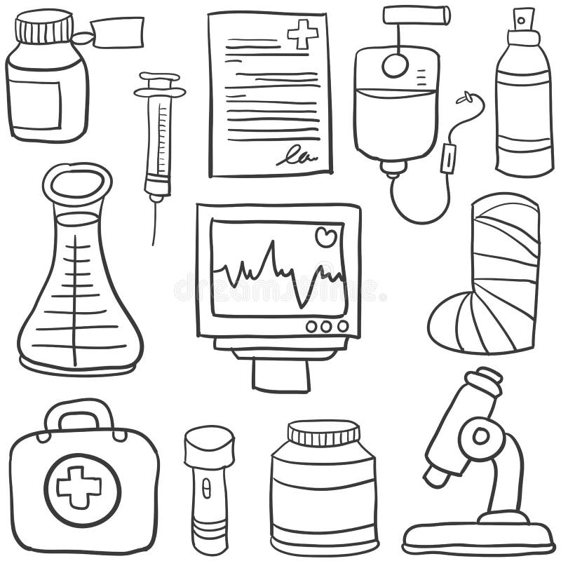 Doodle Of Medical Hand Draw Collection Stock Vector - Illustration of ...