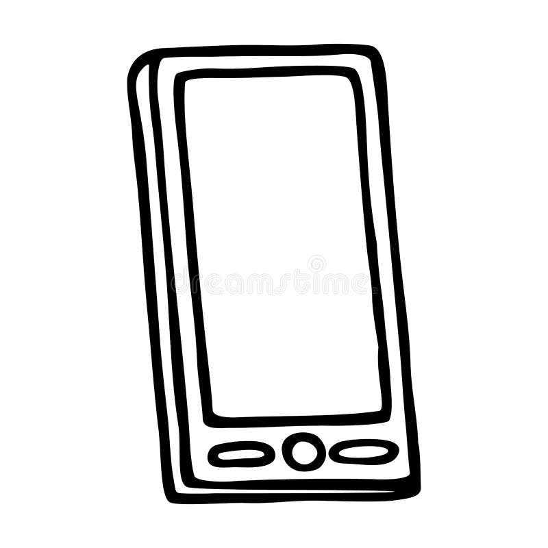 Doodle Mobile Phone Icon Hand Drawn with Thin Line Stock Vector ...