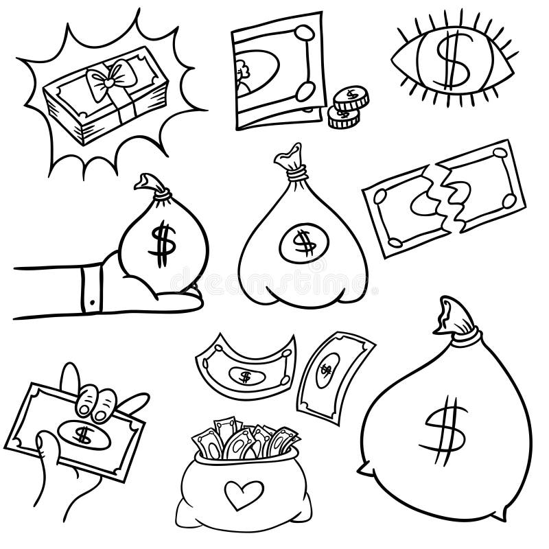 Doodle money stock illustration. Illustration of profit - 59587310