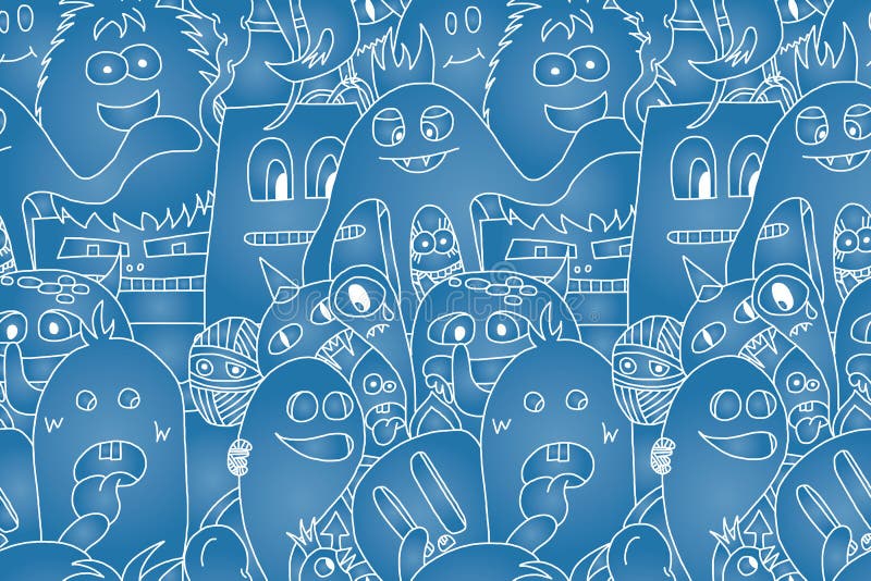 Doodle Monsters Seamless Pattern Stock Vector - Illustration of background, graphic: 51643059
