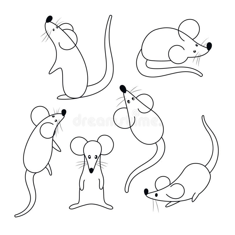 Doodle mouse set stock vector. Illustration of doodle - 279009012