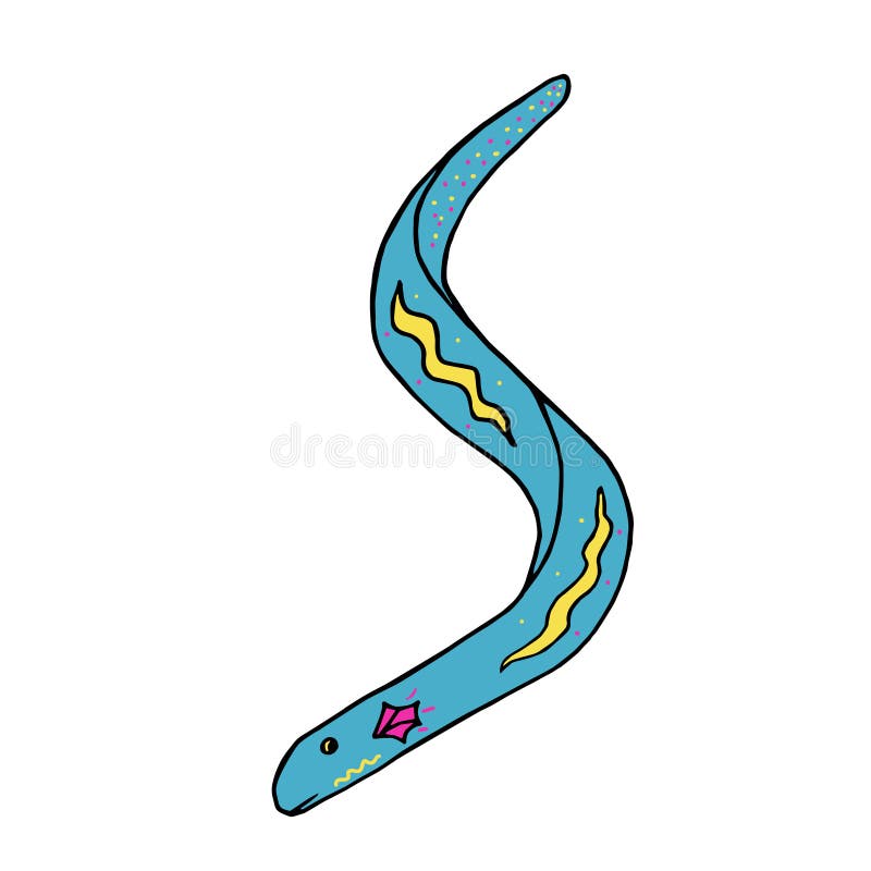 Doodle Multi-colored Vector Eel Stock Vector - Illustration of conger ...