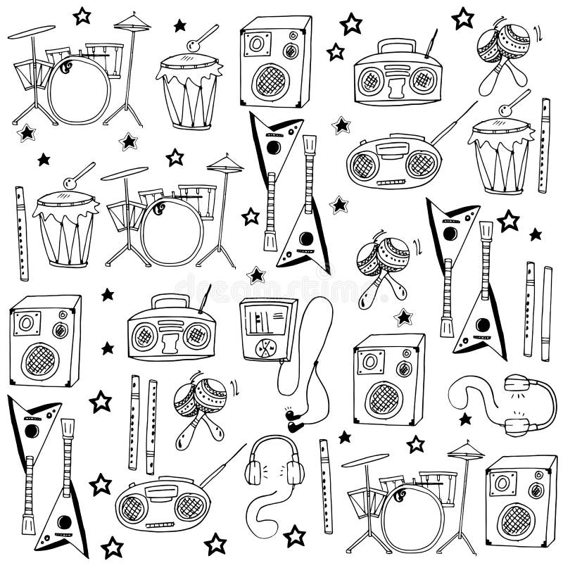 Doodle of Music Collection Vector Stock Illustration - Illustration of ...