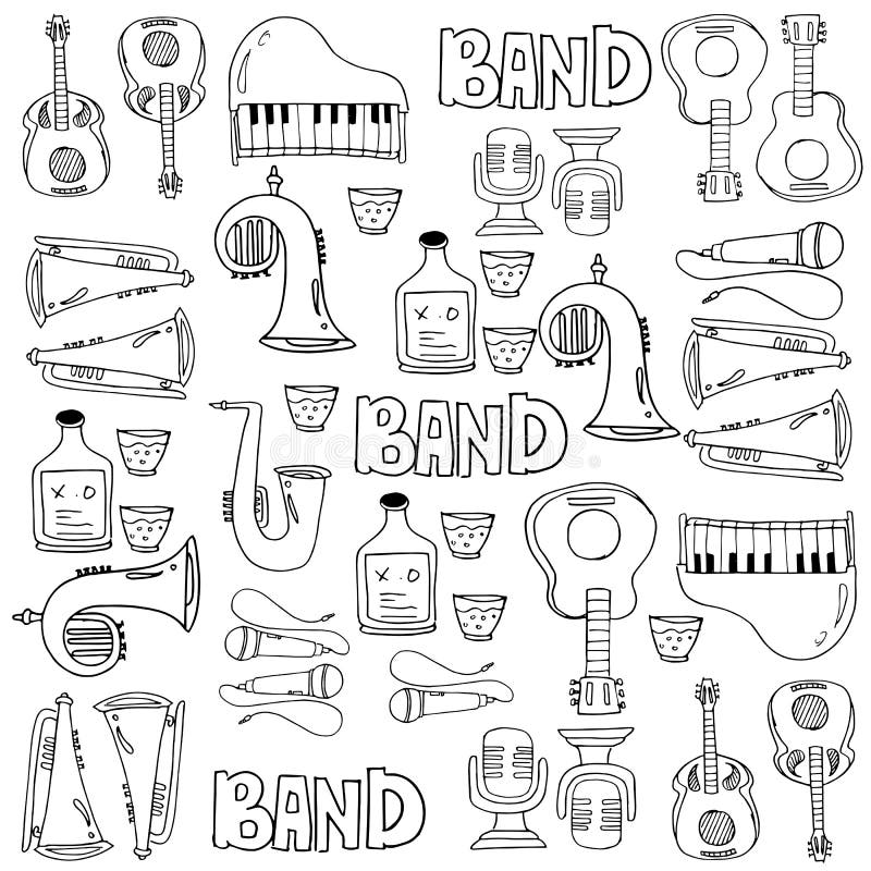 Doodle Music with Hand Draw Stock Vector - Illustration of guitar ...