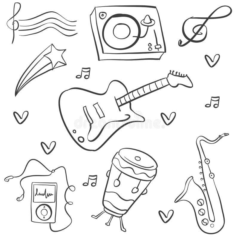 Doodle Music Hand Draw Collection Stock Vector - Illustration of vector ...
