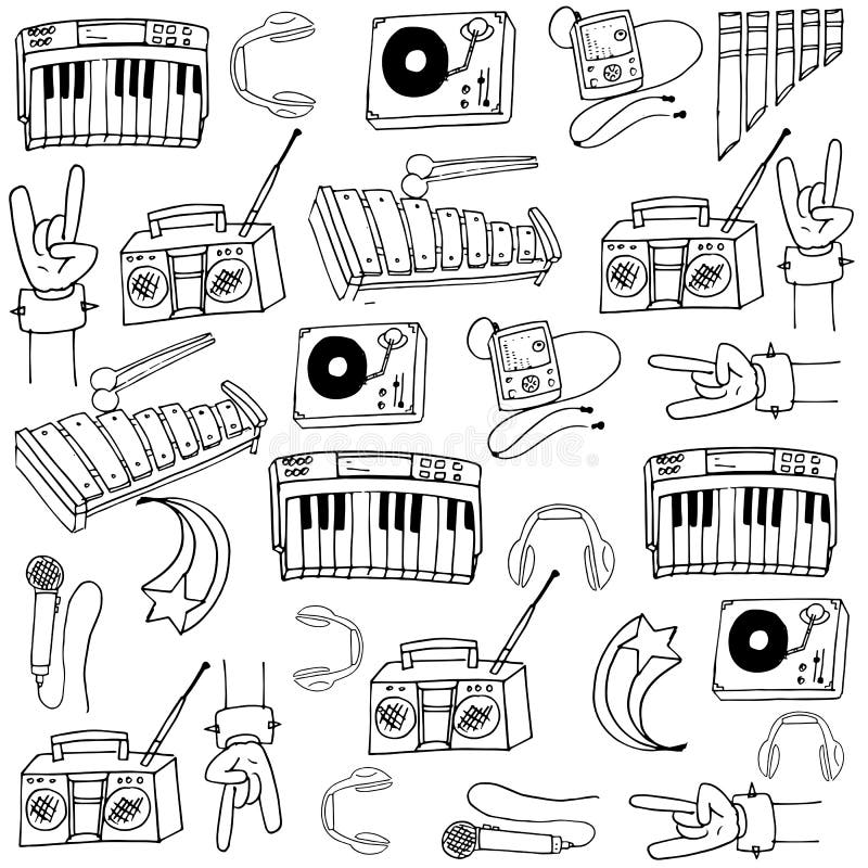 Doodle of music tools stock vector. Illustration of melody - 74988022