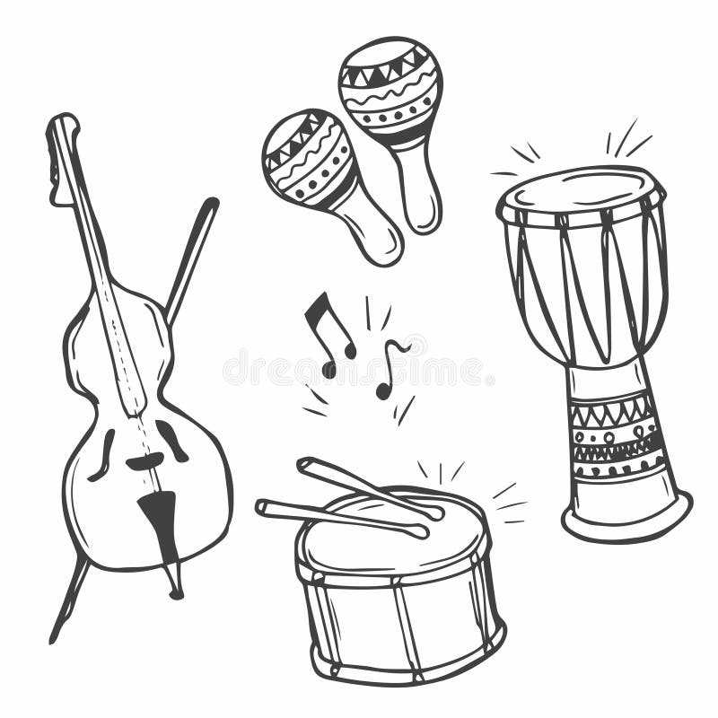 Doodle Music Tools Line Art Clipart Stock Vector - Illustration of ...