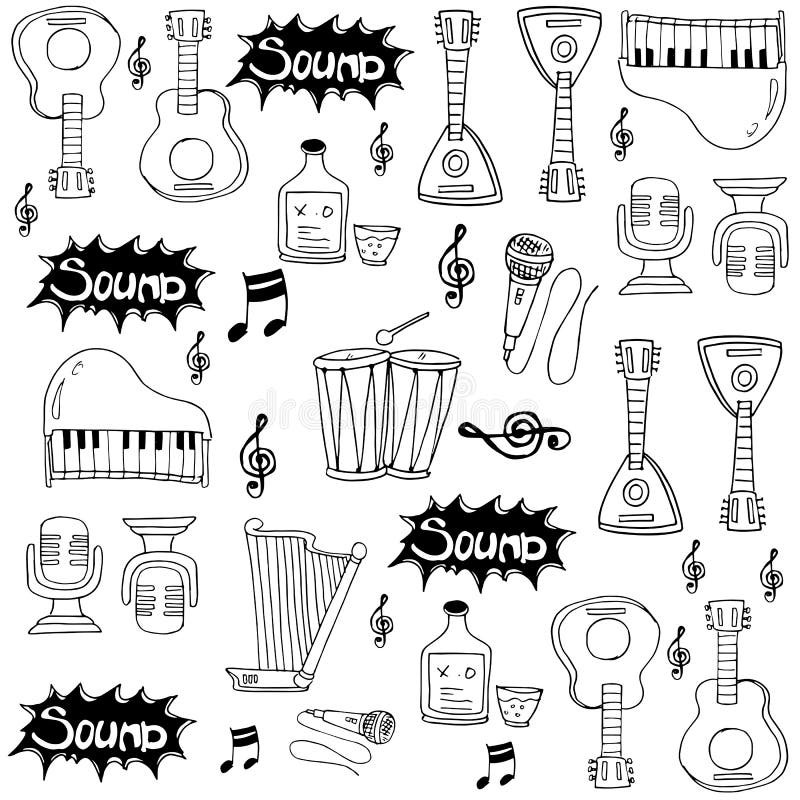 Musical Instrument Doodles Vector Art Stock Vector - Illustration of ...