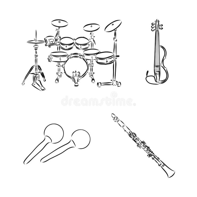 Doodle Musical Instruments Set, Vector, Set of Musical Instruments ... Doodle Musical Instruments Set, Vector, Set of Musical Instruments ...
