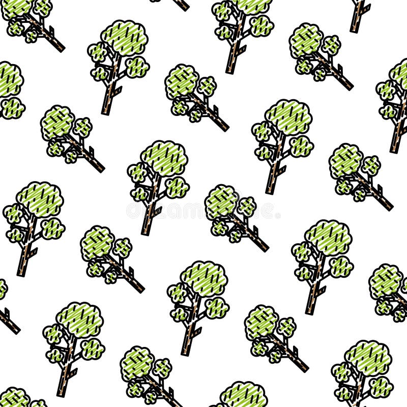 Doodle Natural Tree Branches Leaves Background Stock Vector ...