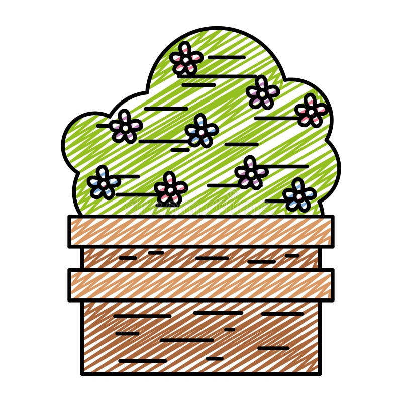 Doodle Nature Bush Plant Flower Style Stock Vector - Illustration of ...