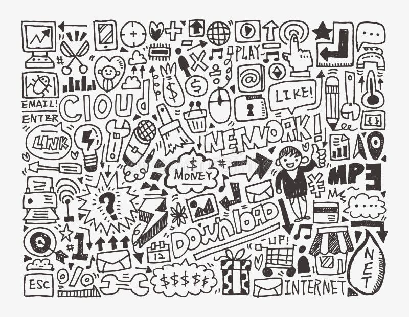 100 Back To School Doodle Hand-draw Icon Set Stock Illustration ...