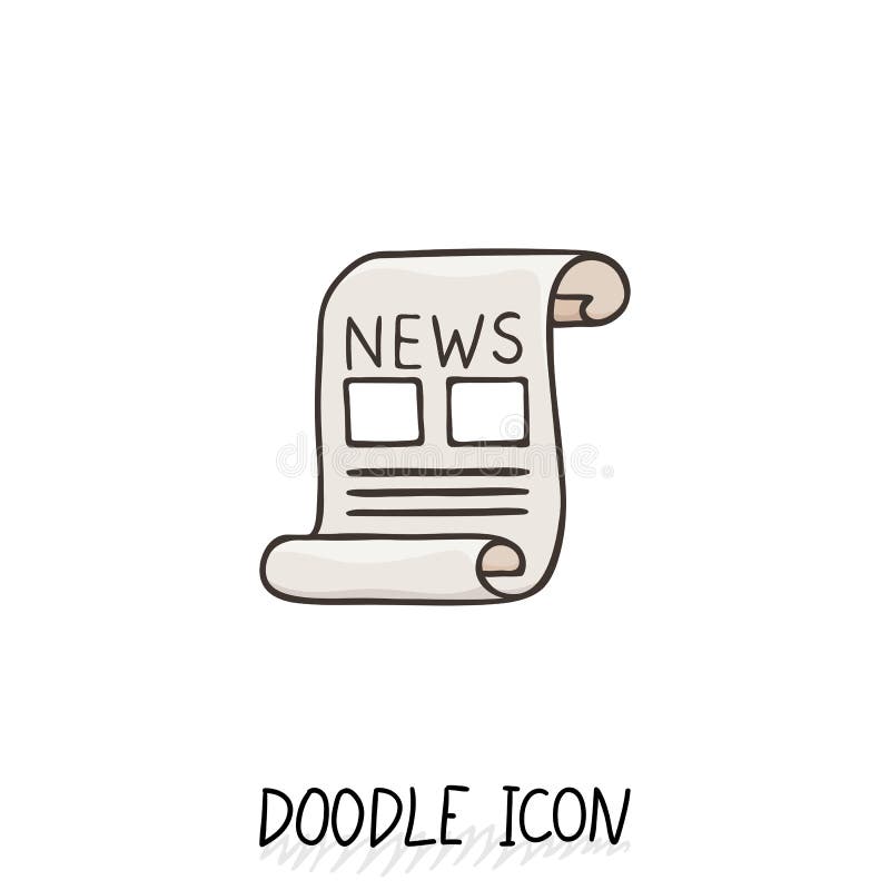 Doodle News Icon. Newspaper Symbol Stock Vector - Illustration of late ...