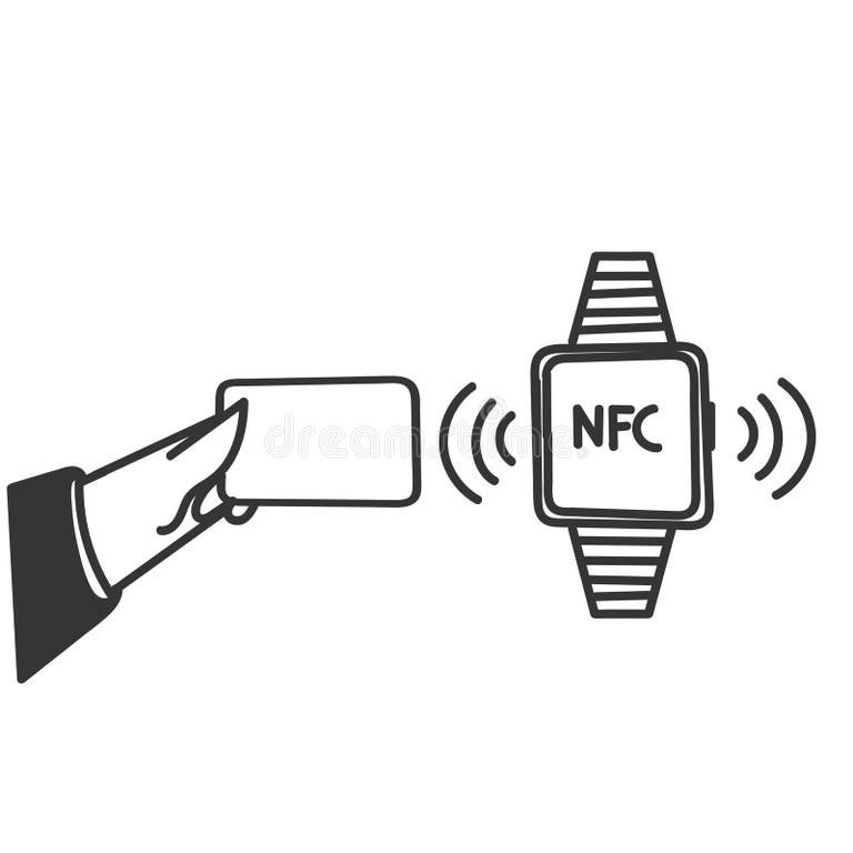 Doodle Nfc Device Transaction Related Device Icon in Drawn Style Stock ...