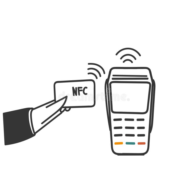 Doodle Nfc Device Transaction Related Device Icon in Drawn Style Stock ...