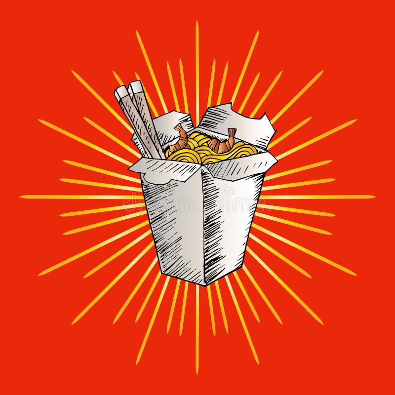 Doodle Noodle at Bowl and Stick. Stock Vector - Illustration of cartoon ...