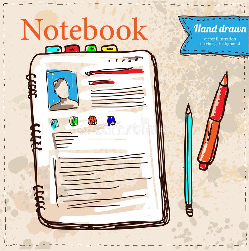 Doodle notebook stock vector. Illustration of note, school - 58468529