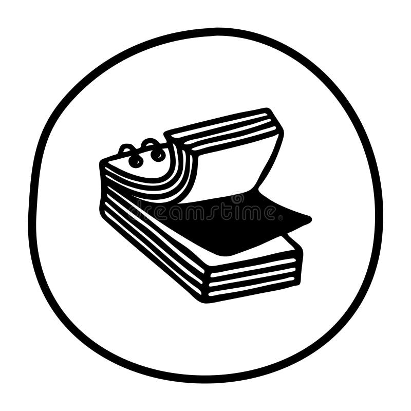 Doodle Notepad Icon Hand Drawn with Black Line in Freehand Style Stock ...