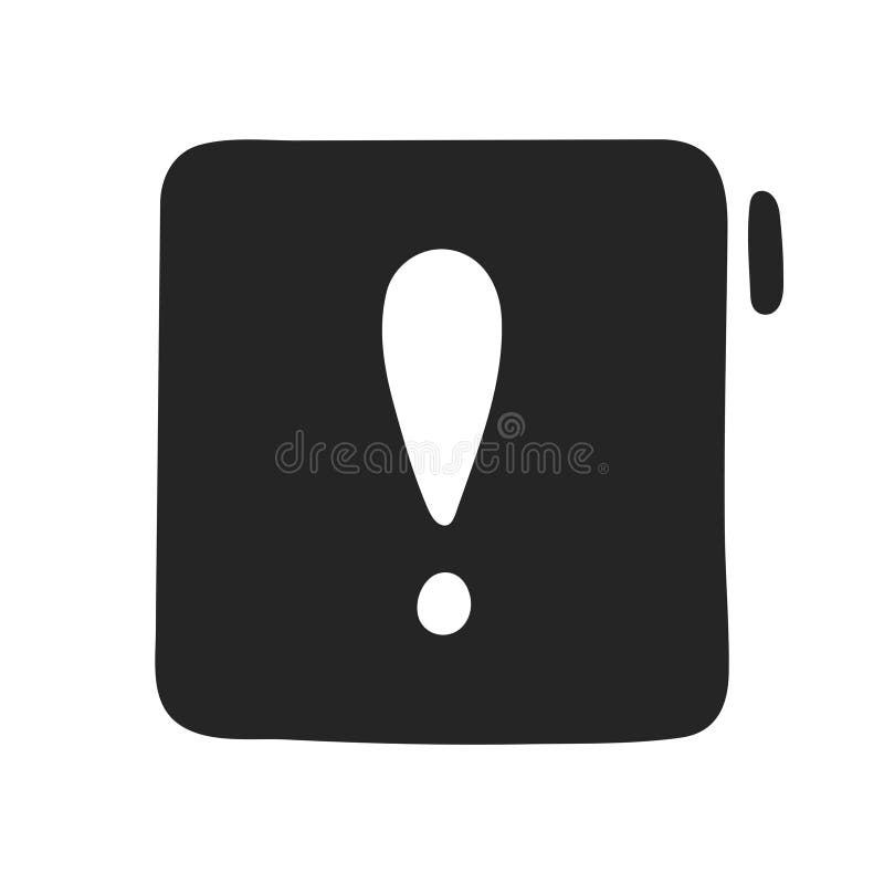 Doodle Exclamation Mark in Black Square Form, Notification Bell, Alert ...