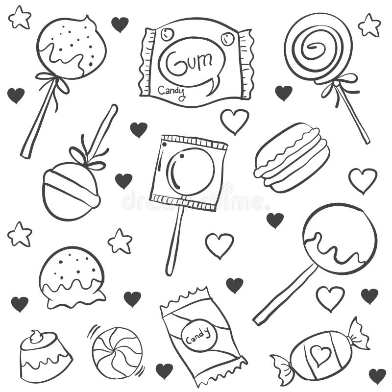 Doodle of Candy Hand Draw Various Stock Vector - Illustration of candy ...