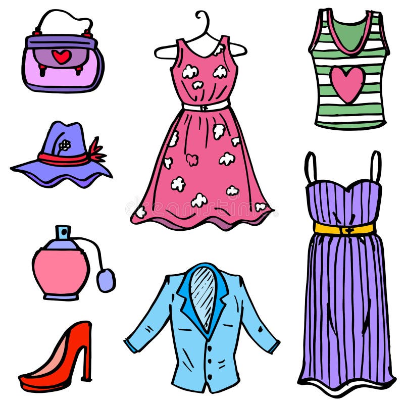 Doodle of Object Women Hand Draw Stock Vector - Illustration of cartoon ...