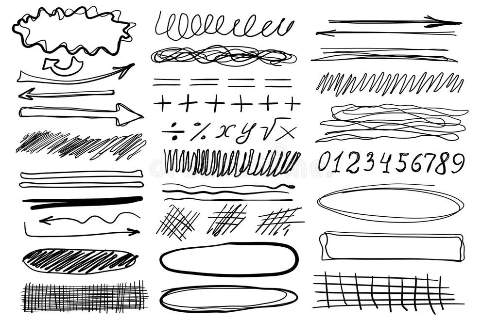 Doodle Objects Mega Set in Flat Cartoon Design. Bundle of Ink Line ...