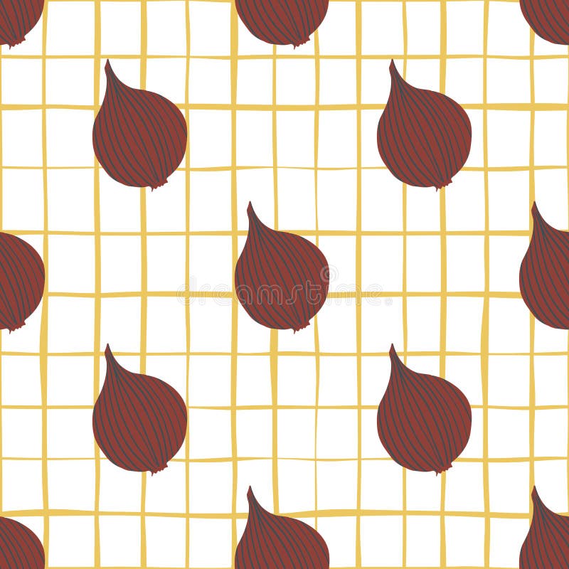 Doodle Onion Seamless Pattern on Stripes Background. Organic Texture ...