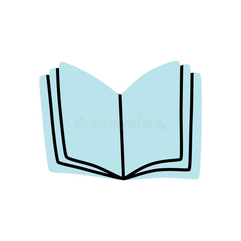 Doodle Open Book Icon Hand Drawn in a Modern Minimalistic Style Stock ...