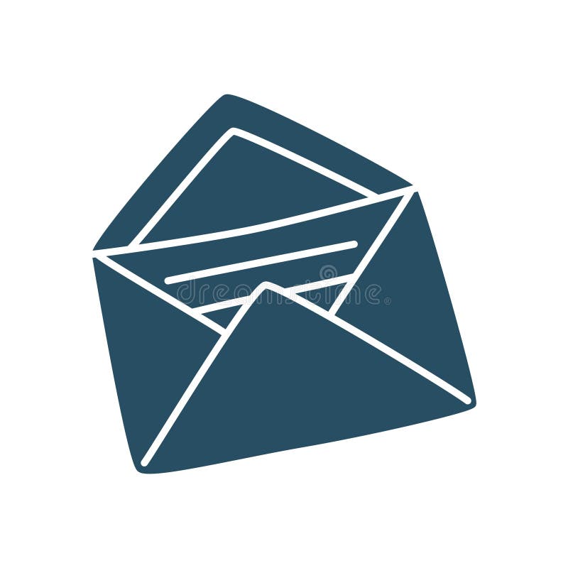 Doodle Open Envelope with Letter Icon Hand Drawn in a Modern ...