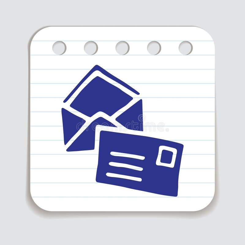 Doodle Open Envelope with Letter Icon or Logo, Hand Drawn in Flat Style ...