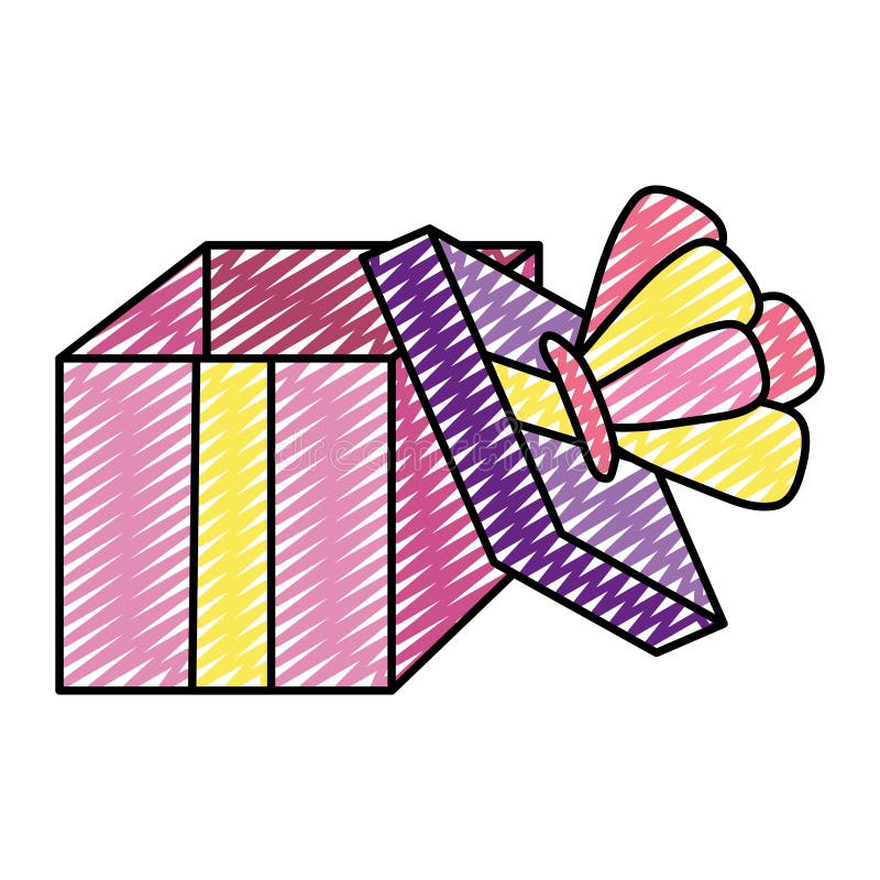 Doodle Open Present Box with Crown Style Stock Vector - Illustration of ...