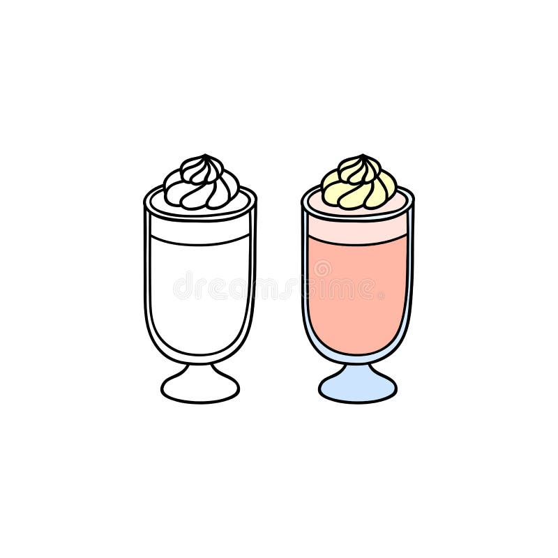 Doodle Outline and Colored Milkshake. Stock Vector - Illustration of ...