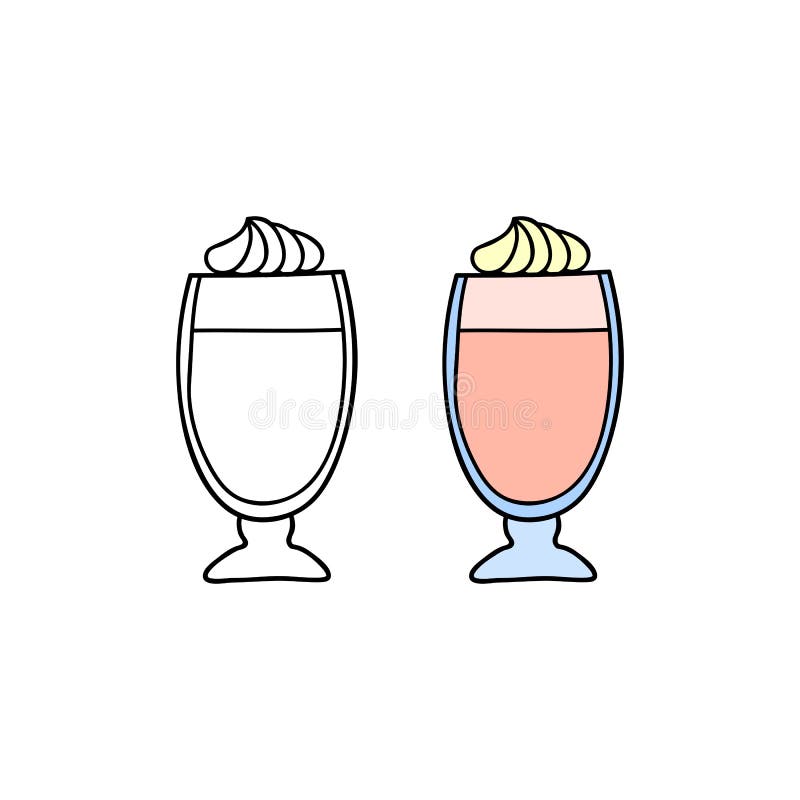 Doodle Outline and Colored Milkshake. Stock Vector - Illustration of ...