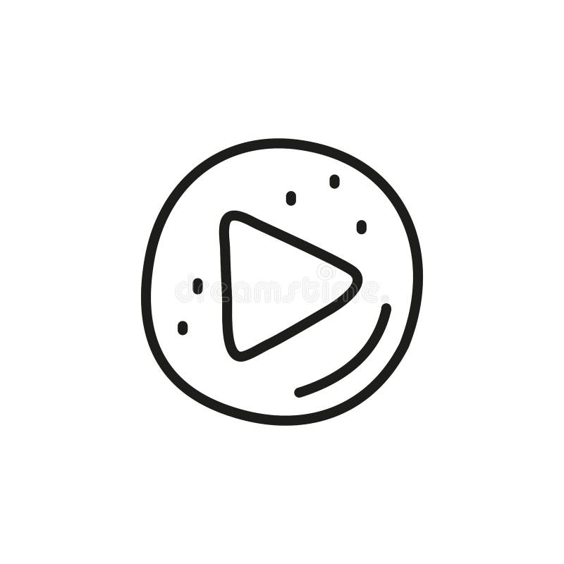 Doodle Outline Play Button Icon. Stock Vector - Illustration of sign ...