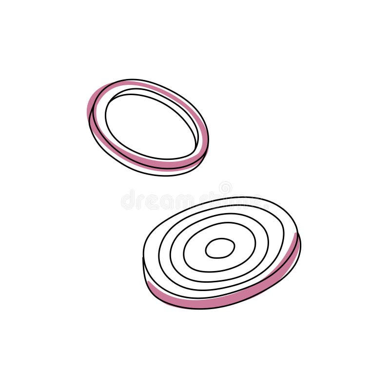 Doodle Outline Slice Onion with Spot. Vector Illustration for Packing ...