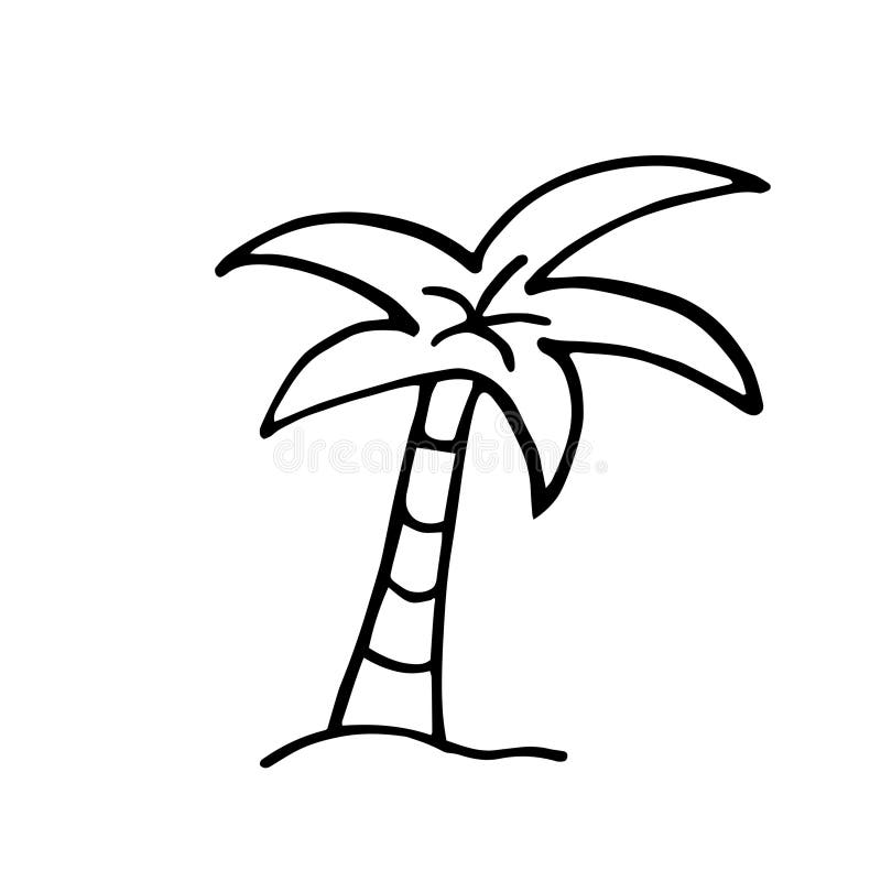 Doodle Palm Tree Illustration in Vector. Palm Tree Icon. Palm Vector ...