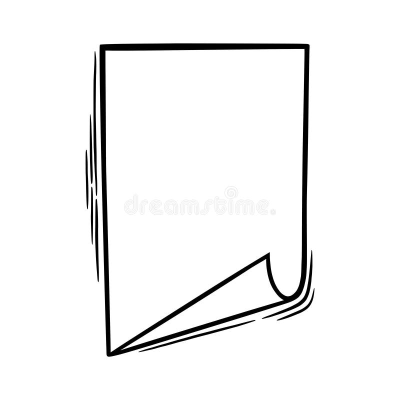 Doodle Paper with Rolled Corner. Empty Paper Sheet in Handdrawn Style ...