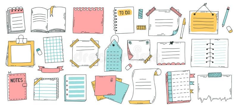 Doodle Paper Sheet. Hand Drawn Sketch Notebook, Bullet Journal Sheets ...