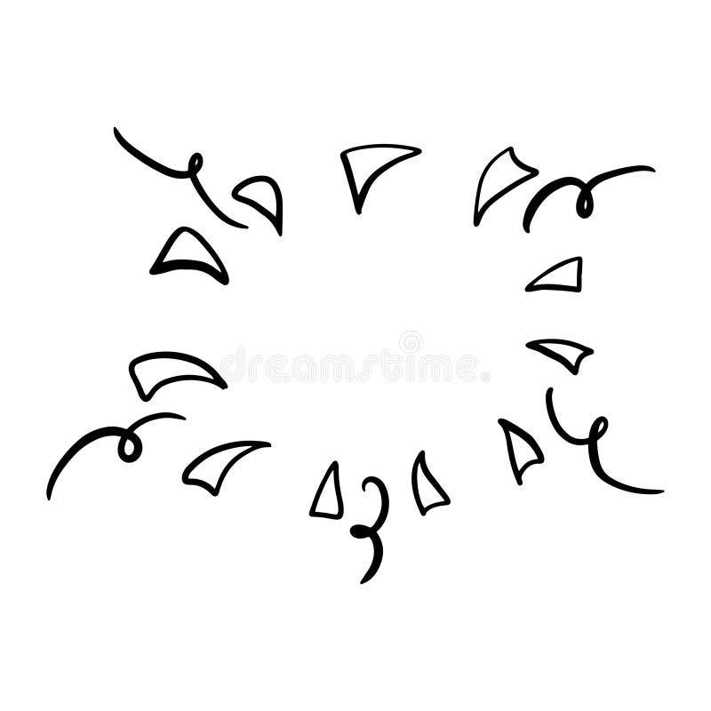 Doodle Party Popper Confetti Outline Illustration. Scribble Confetti ...