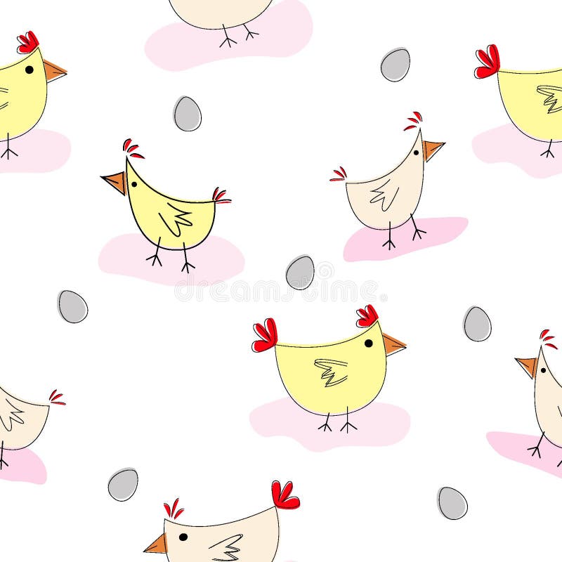 Doodle Pattern, Chicken Doodle. Simple Vector Illustration of Chicken ...