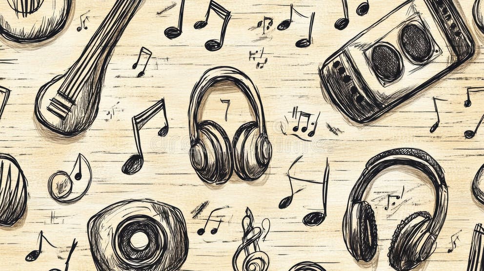 This Doodle Pattern Features a Vibrant Array of Musical Instruments ...