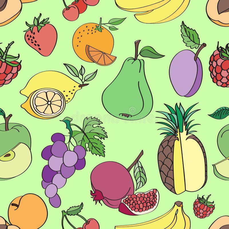 Doodle pattern fruit stock vector. Illustration of garden - 65552921