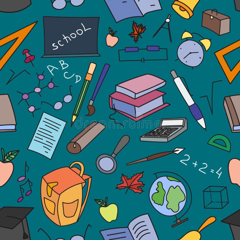 Doodle pattern of learning stock vector. Illustration of collection ...