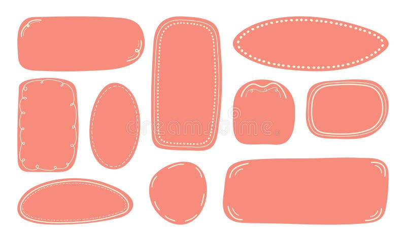 Doodle Pink Textbox Set Decorated with Lines. Empty Text Box Circles ...