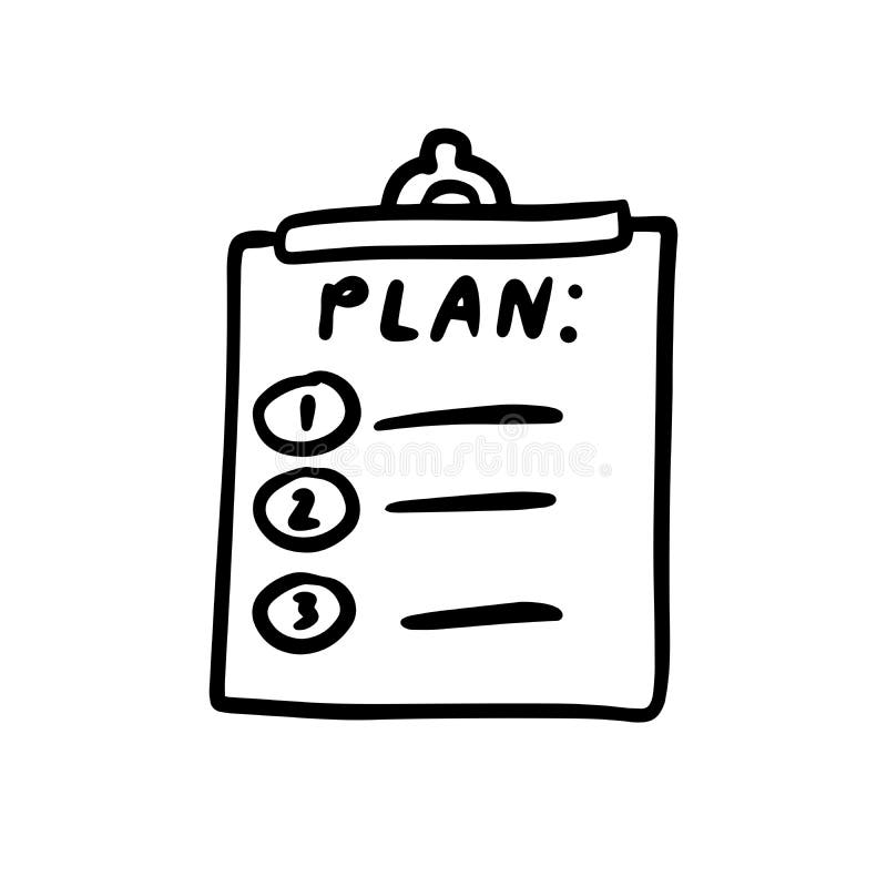 Doodle-Plan-Symbol. Blatt. Projektplanung 1 2 3 Schritte. Vektor ...