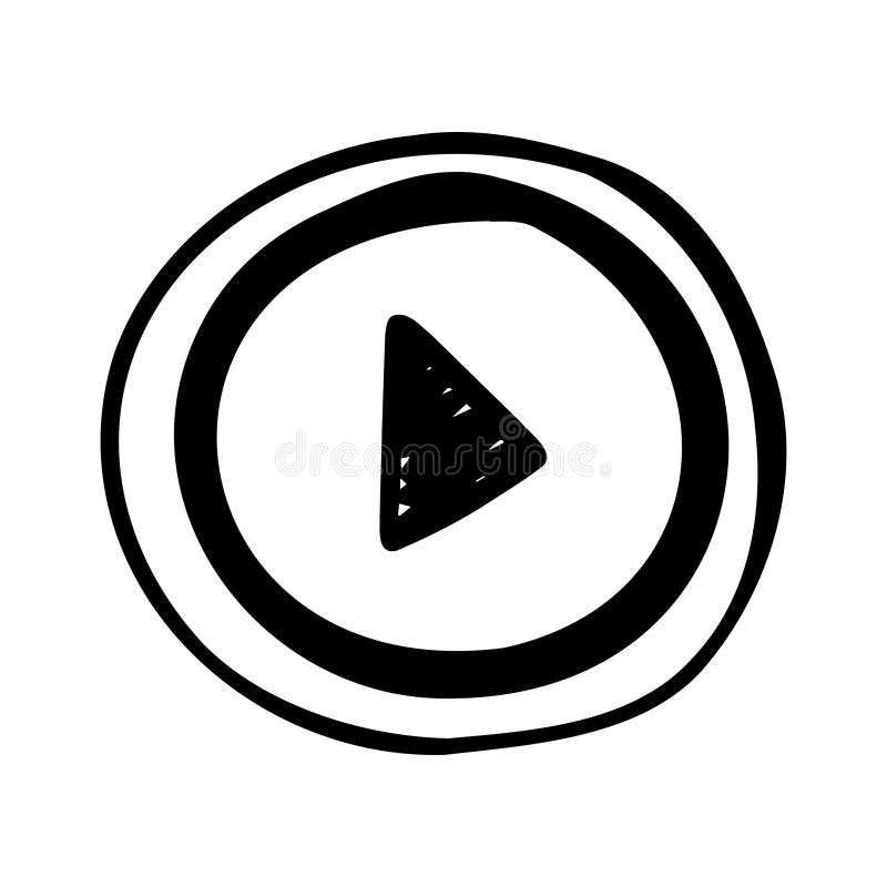 Doodle Play Icon Button Collection Drawing Cartoon Style Stock Vector ...