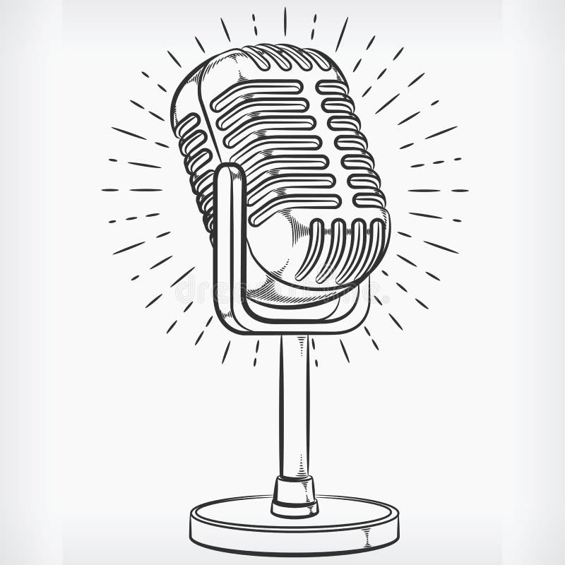 Retro Microphone Drawing Stock Illustrations – 2,308 Retro Microphone ...