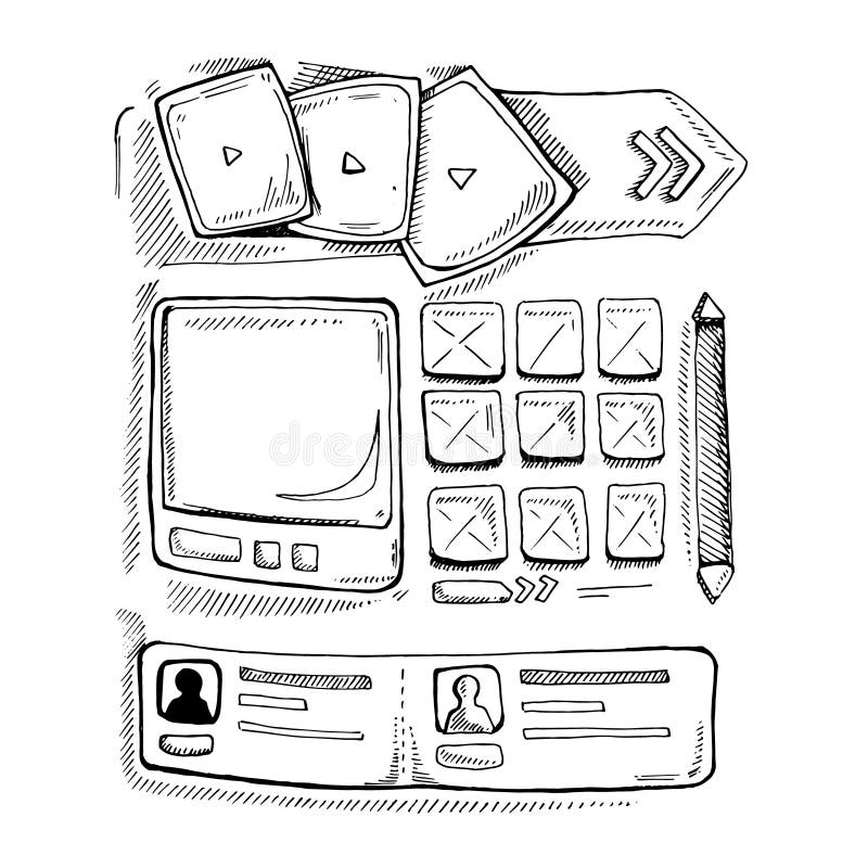 Doodle portfolio wireframe stock vector. Illustration of element - 56105355