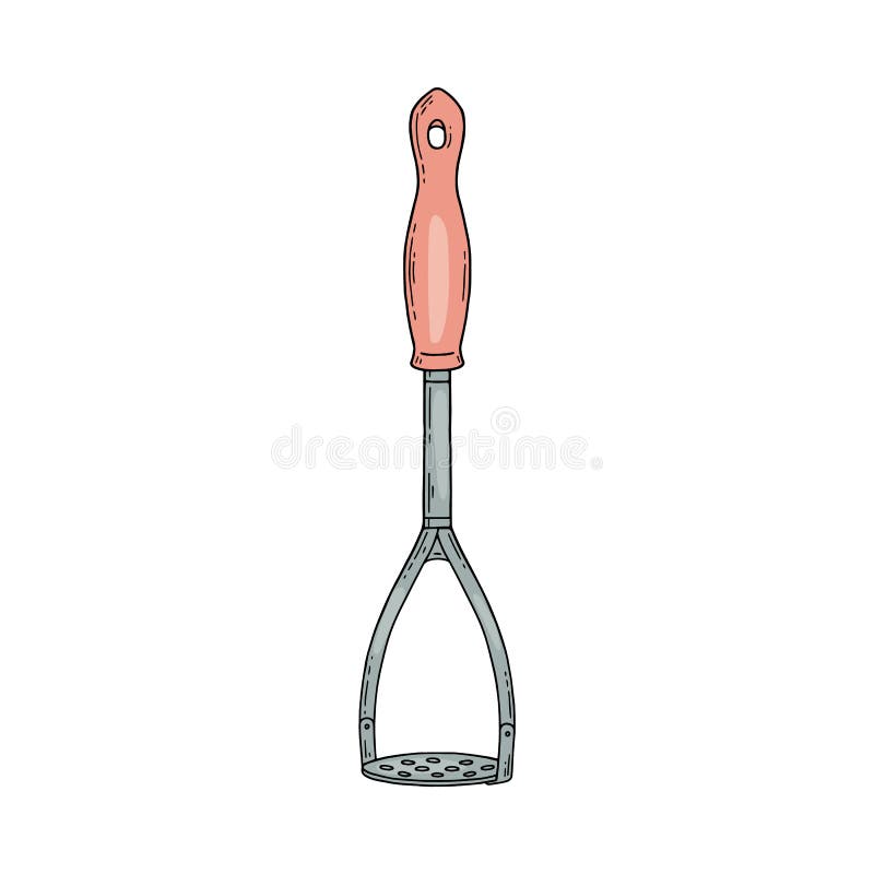 Doodle Potato Masher. Vector Hand Drawn Illustration of Kitchenware for ...