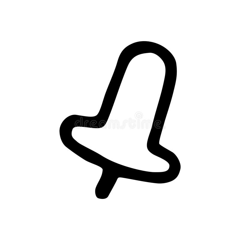 Doodle Push Pin or Thumb Tack Icon. Line Art Style Graphic Design ...